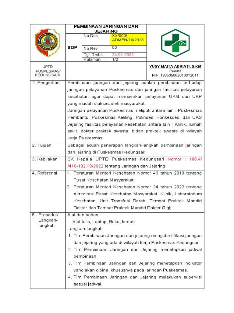 Sop Pembinaan Jaringan Dan Jejaring | PDF