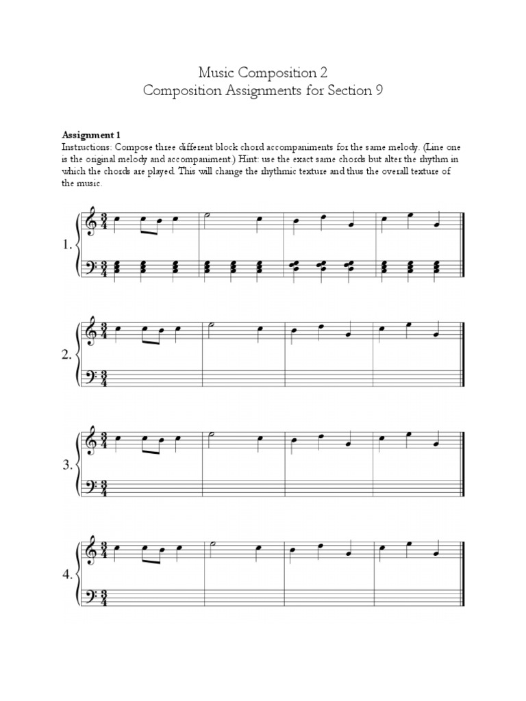 Music Composition Assignments | PDF