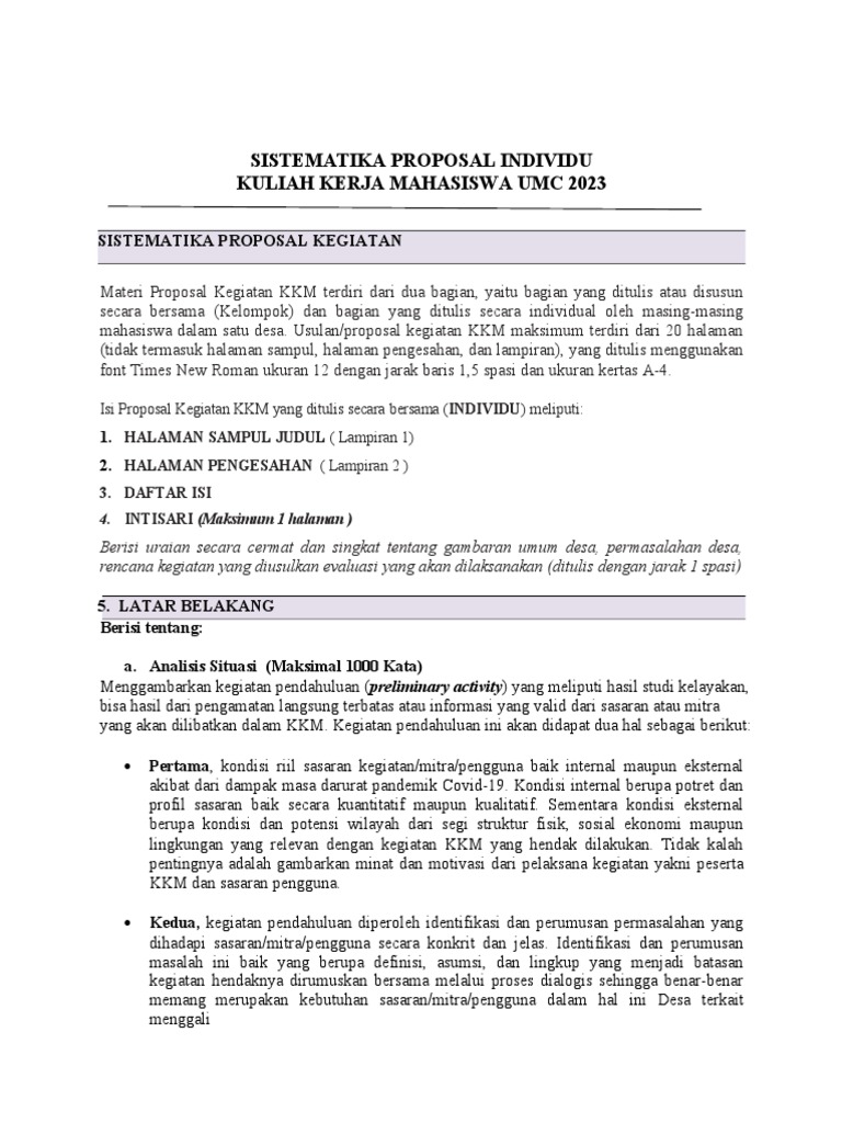 Sistematika Proposal Individu 2023 Fix | PDF | Bisnis | Komputer