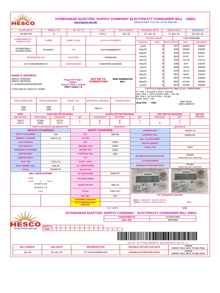 Hesco Online Bill | PDF