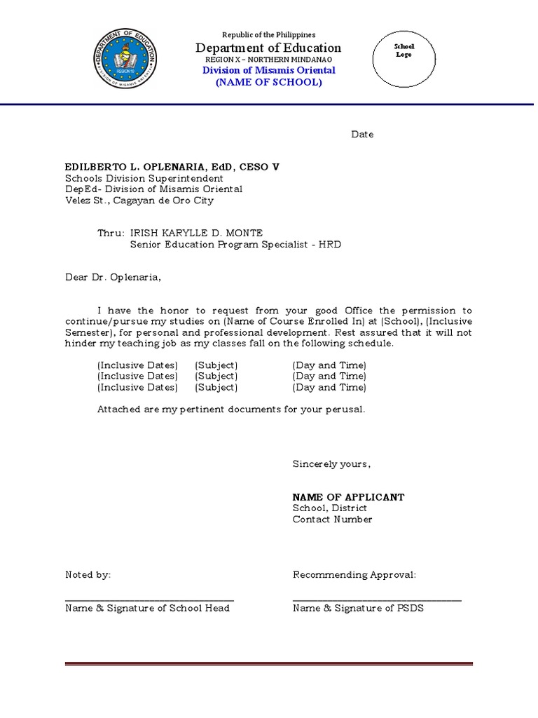 Letter Request - Permit To Teach | PDF