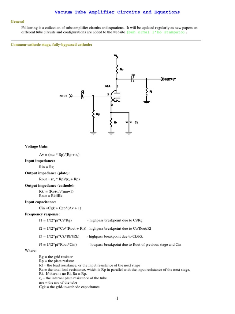 Audio Electronics - Tube Amplifiers - Vacuum Tube Amplifier Circuits ...