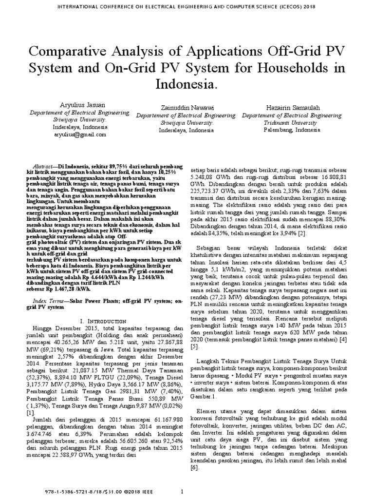 Comparative Analysis of Applications Off-Grid PV | PDF
