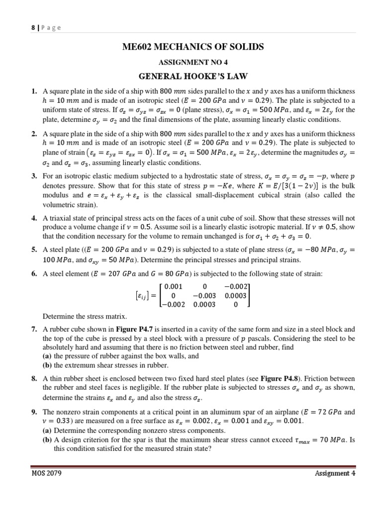 Assignment 04 | PDF | Stress (Mechanics) | Elasticity (Physics)