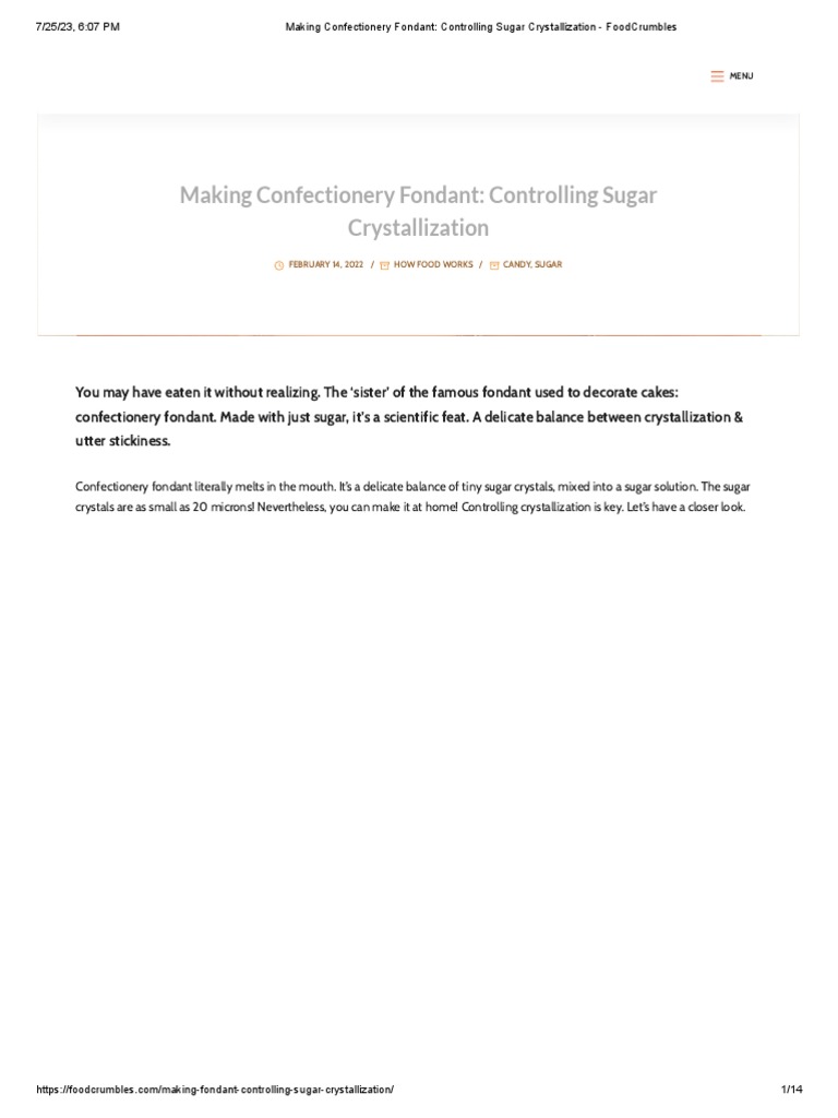 Making Confectionery Fondant_ Controlling Sugar Crystallization ...