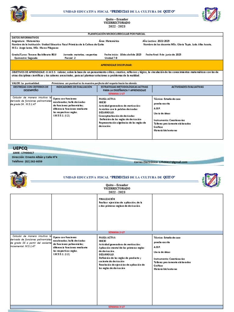 PLANI 3er BGU Mate | PDF