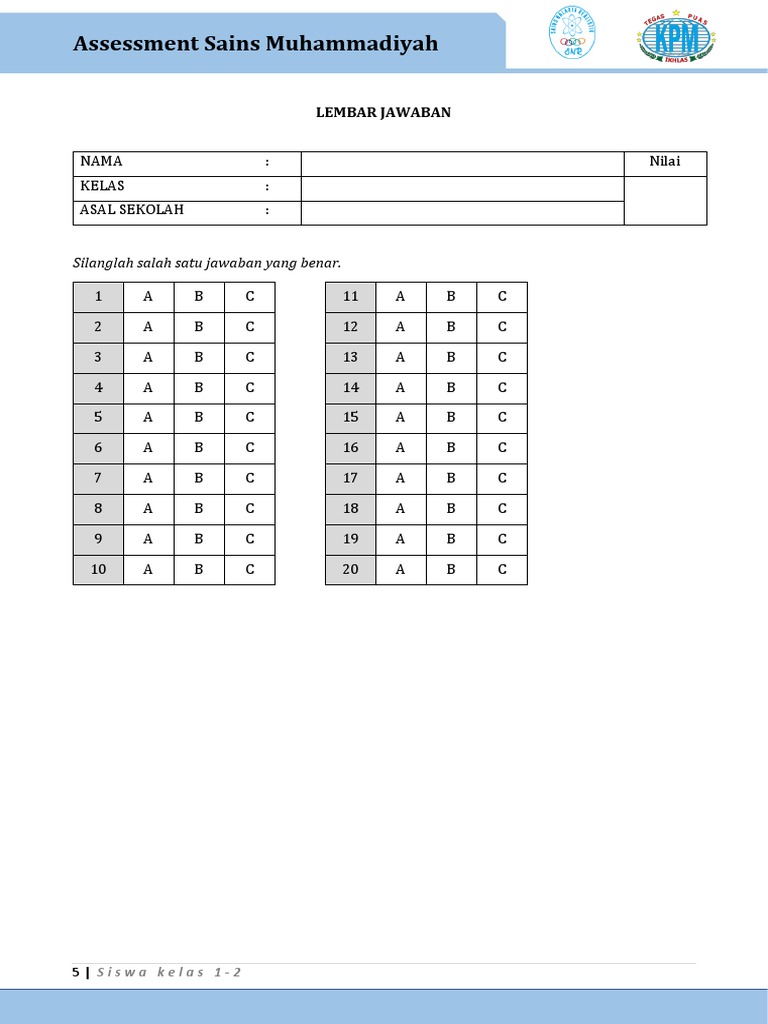 Contoh LJK KSNR | PDF