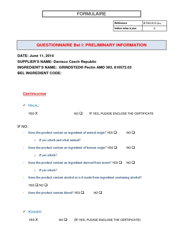MP - 040-Ing-Danisco-Pectine Amd 383 | PDF