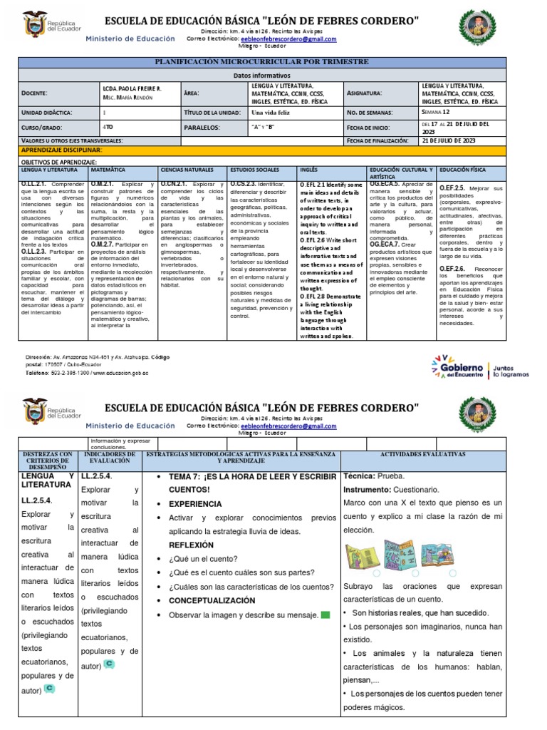 PLANIFICACIÓN Semana 13 4to A y B | PDF