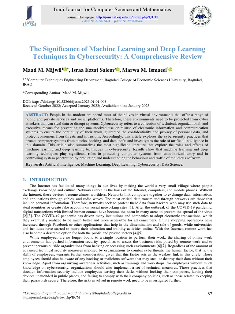 The Significance of Machine Learning and Deep Learning Techniques in Cybersecurity - A ...