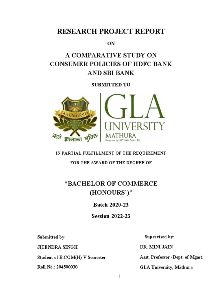 Project Report On HDFC Bank and SBI Bank | PDF