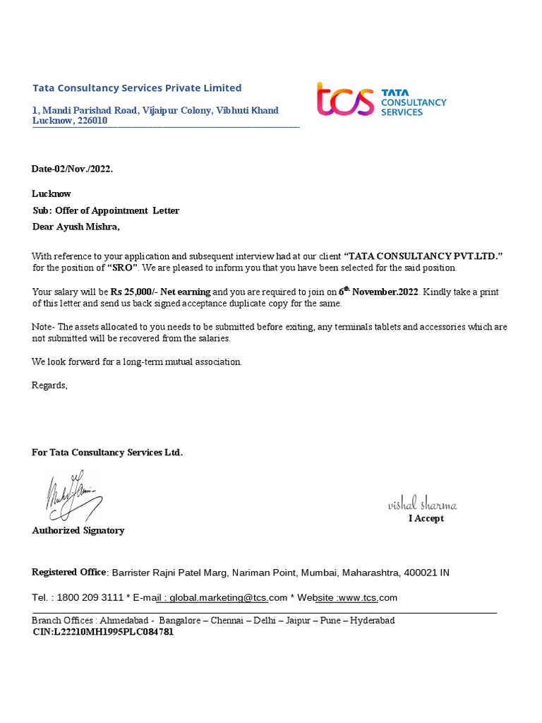 Tcs Experience Letter Format Experience Letter For Accounts Manager: