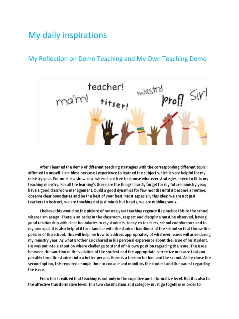 Demo Teaching | PDF | Learning | Teachers