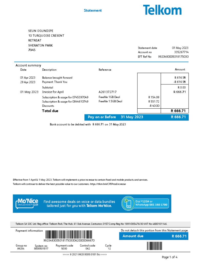 Telkom | PDF | Invoice | Government Finances