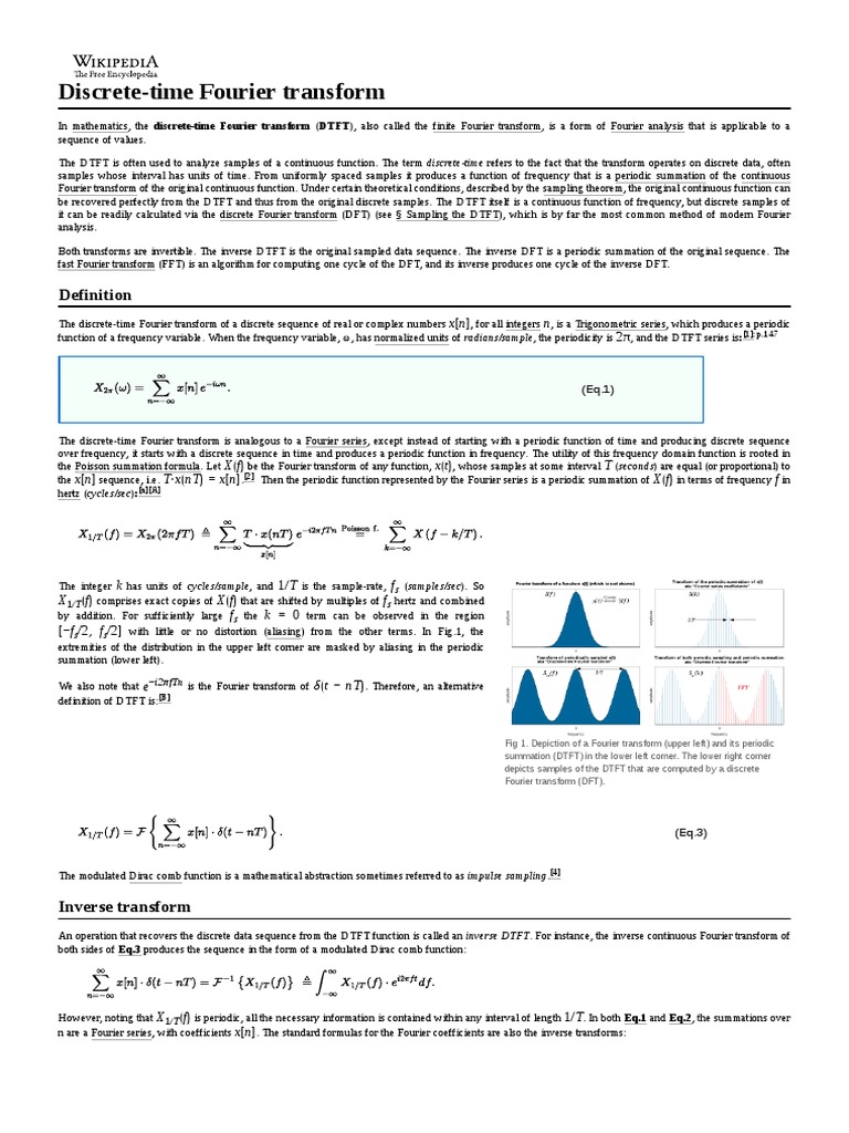 Discrete-Time Fourier Transform | PDF | Discrete Fourier Transform ...