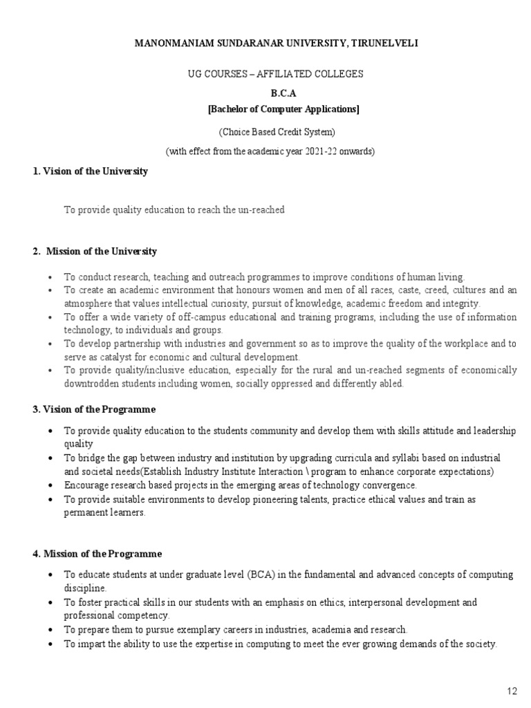 BCA - Syllabus (2021-2022) | PDF | Career & Growth