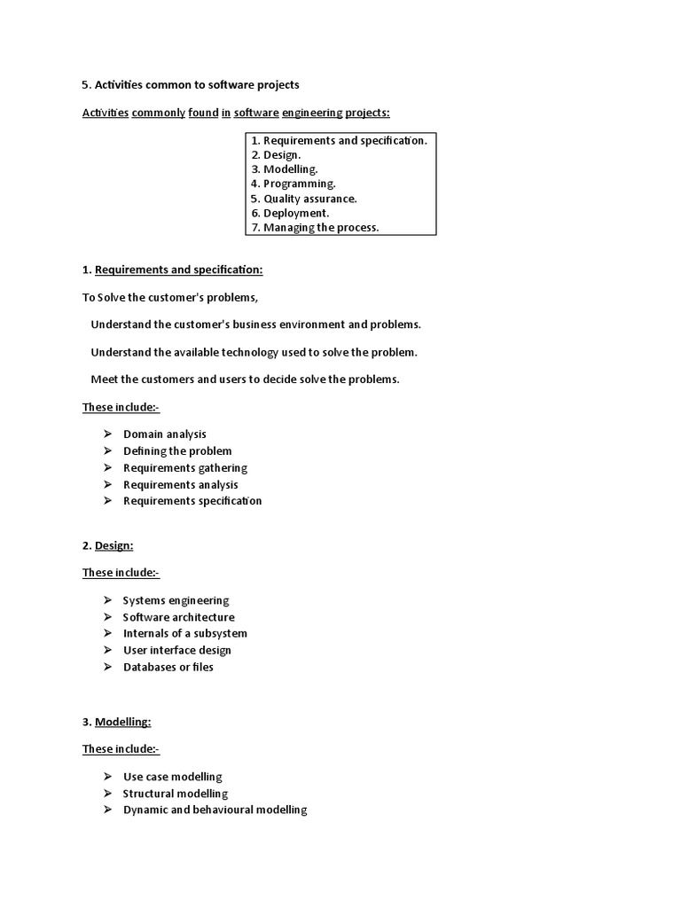 Activities Common To Software Projects | PDF