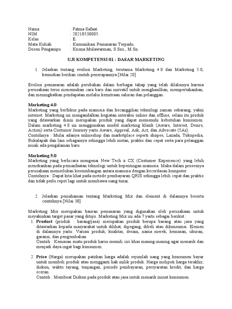 Fatma Safaat - UK Dasar Marketing | PDF | Ilmu Sosial