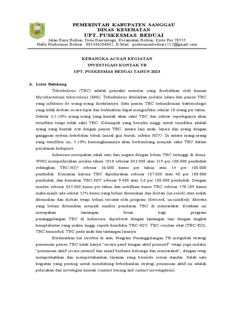KAK Investigasi Kontak TB | PDF