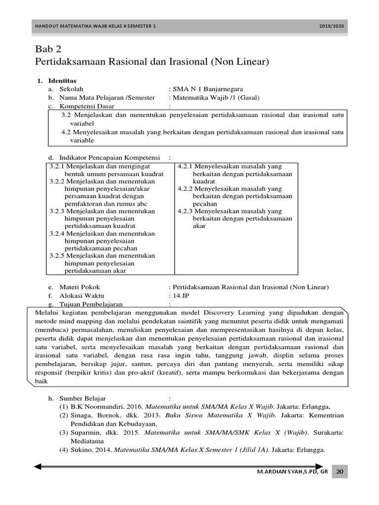 Bab 2 Pertidaksamaan Non Linear | PDF