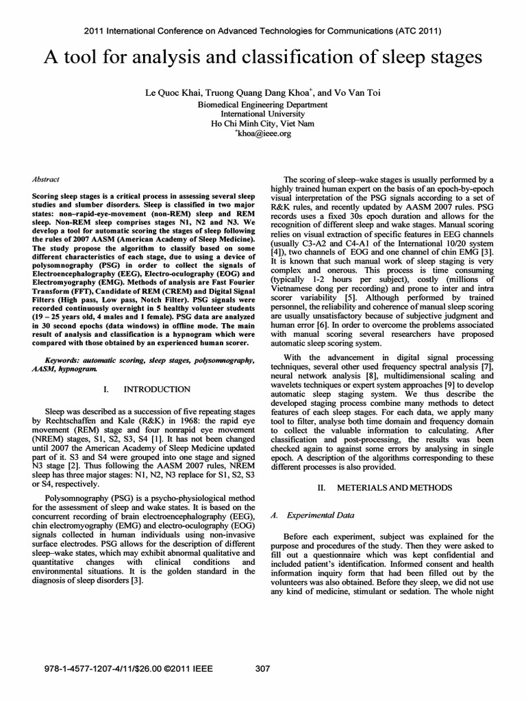 A Tool For Sleep Classification | PDF | Electroencephalography | Sleep