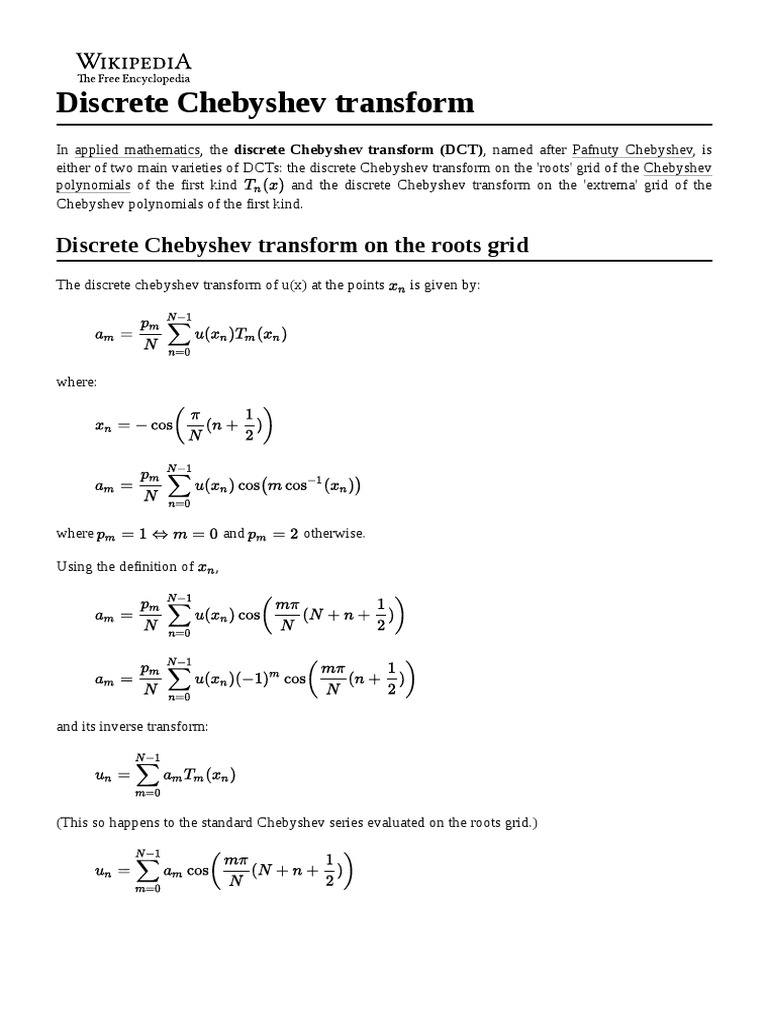 Discrete Chebyshev Transform | PDF | Teaching Methods & Materials