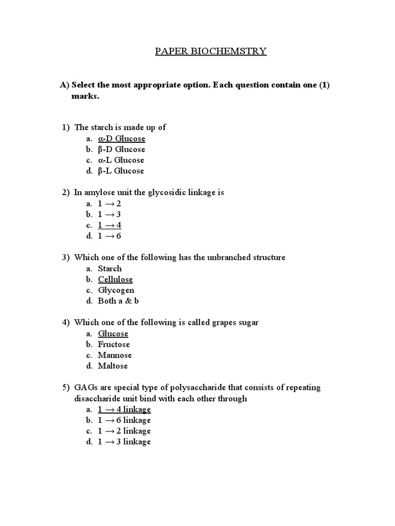 Biochemistry Mcqs and PPR Preprofs | PDF | Glucose | Glycolysis
