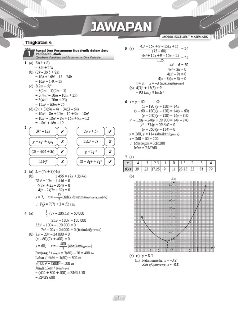 Jawapan Modul SPM Excellent Selangor Matematik - 230617 - 174732 | PDF ...