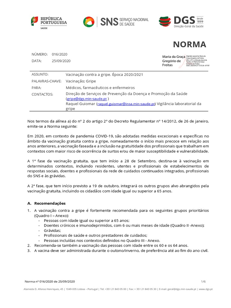 Norma DGS - Vacinação Contra A Gripe | PDF