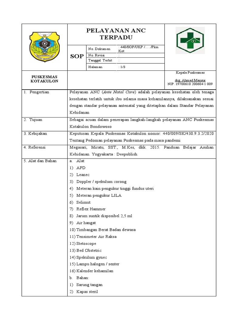 SOP ANC Terpadu | PDF