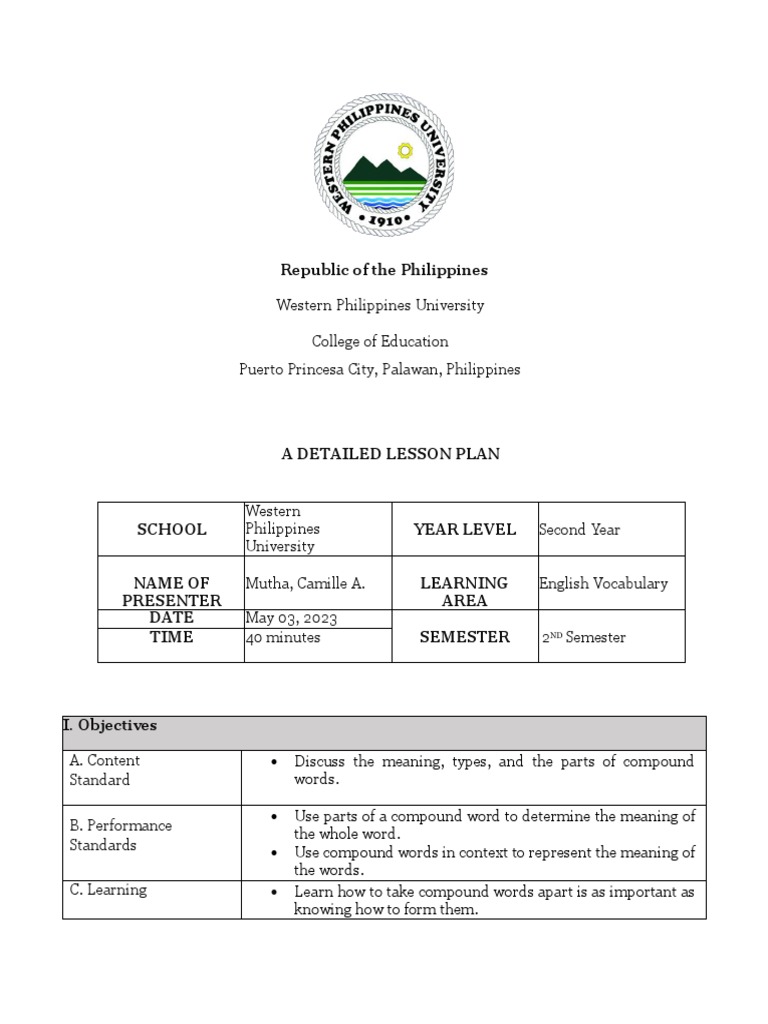 Detailed Lesson Plan | PDF | Word | Adjective