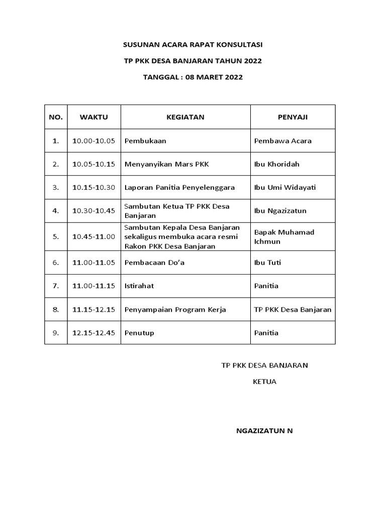 Susunan Acara Rapat Konsultasi | PDF