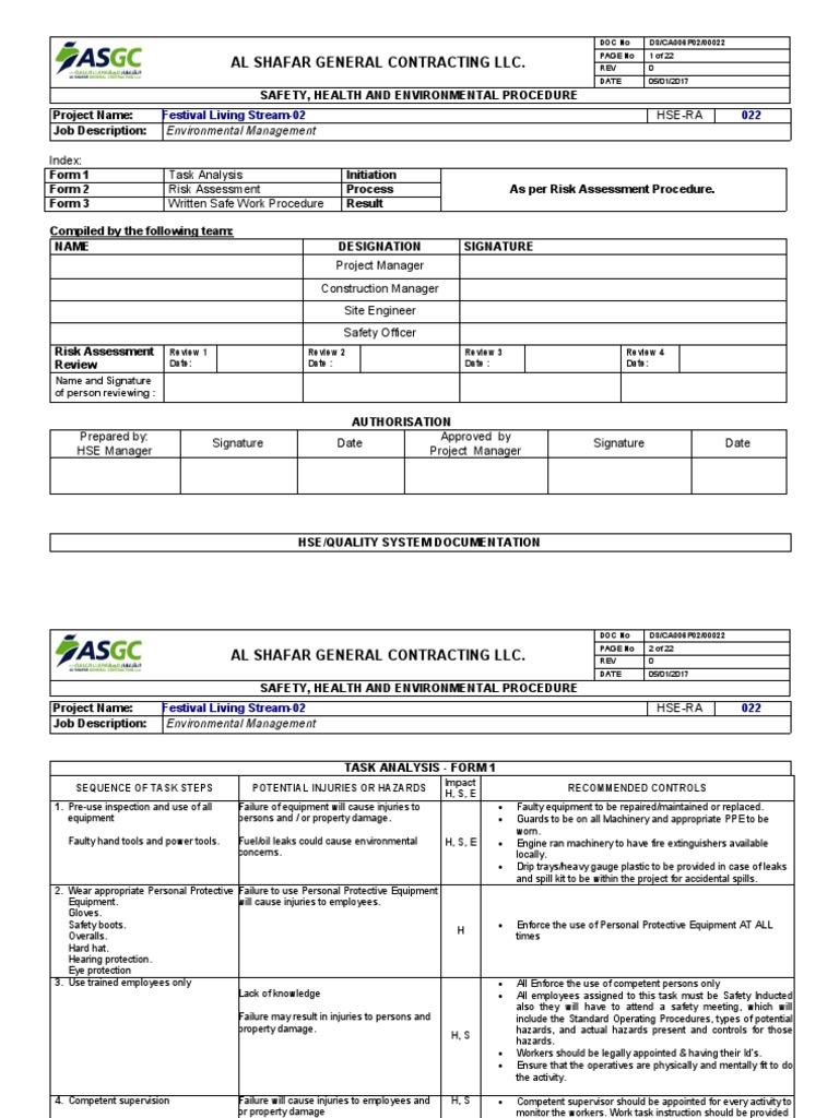 HSE-RA-022 Environmental Management - Rev 0 | PDF