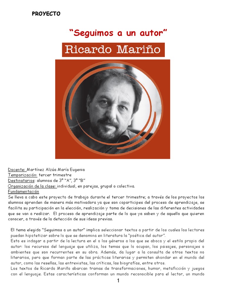 Proyecto Seguir A Un Autor Ricardo Mariño | PDF