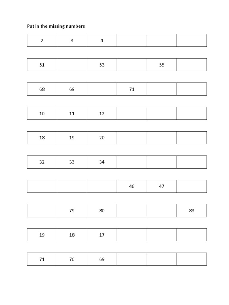 Missing Numbers. Odd and Even 1 | PDF