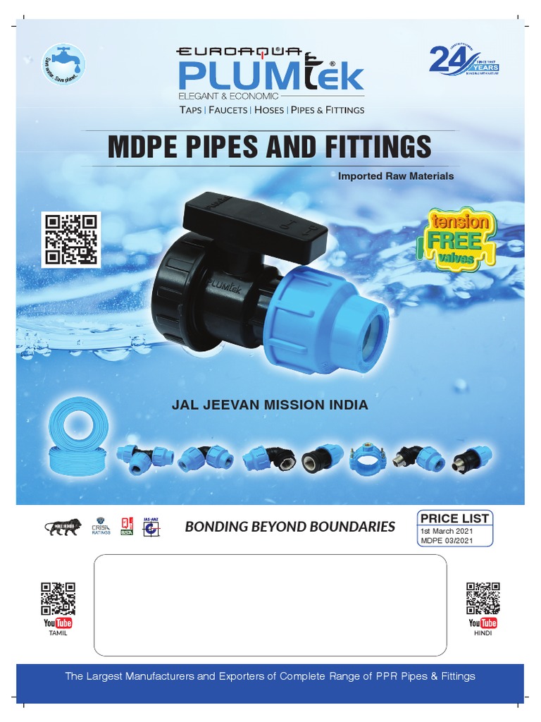 Mdpe Pipes and Fitting | PDF | Pipe (Fluid Conveyance) | Home Appliance