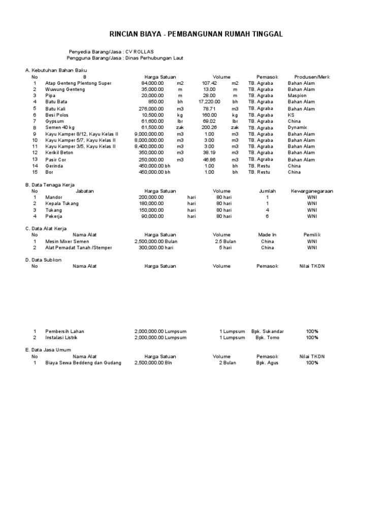 Formulir TKDN Gabungan Barang Dan Jasa Prigi Trenggalek | PDF