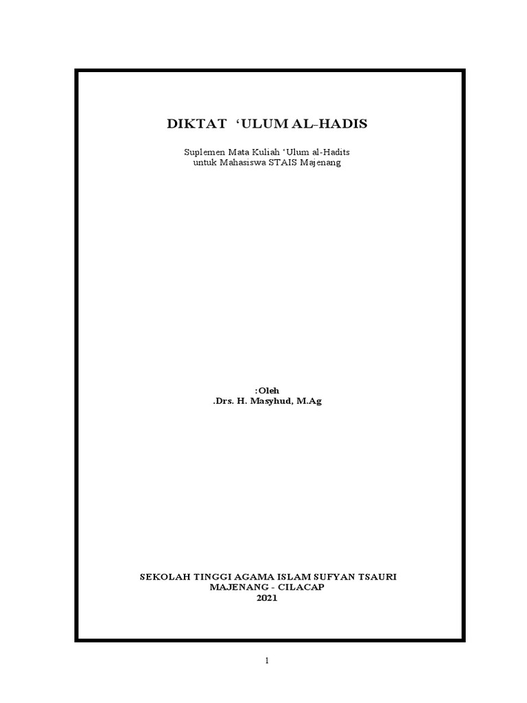 Diktat Ulumul Hadits 1 | PDF