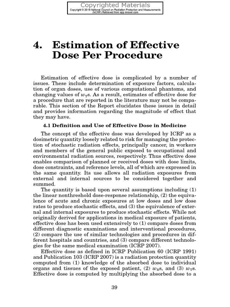 Estimation of Effective Dose Per Procedure | PDF | Ct Scan | Ionizing ...