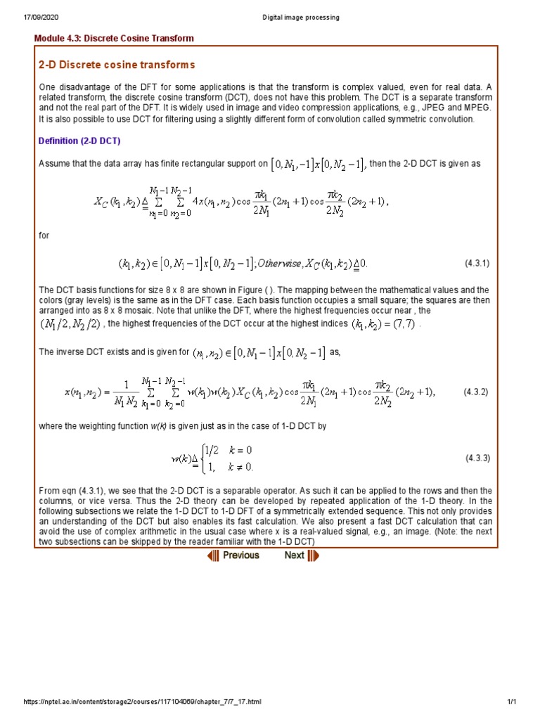 2.8 DCT Notes | PDF | Discrete Fourier Transform | Matrix (Mathematics)