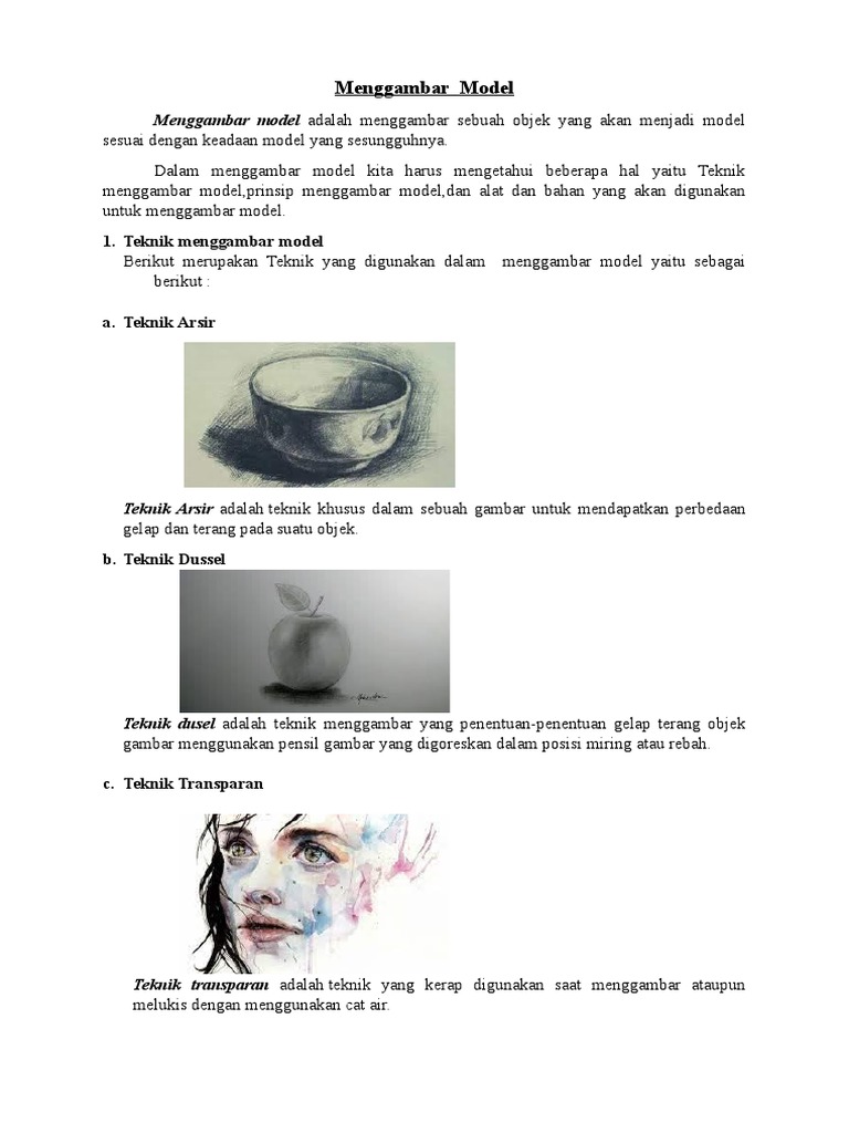 Menggambar Model Adalah Menggambar Sebuah Objek Yang Akan Menjadi Model ...
