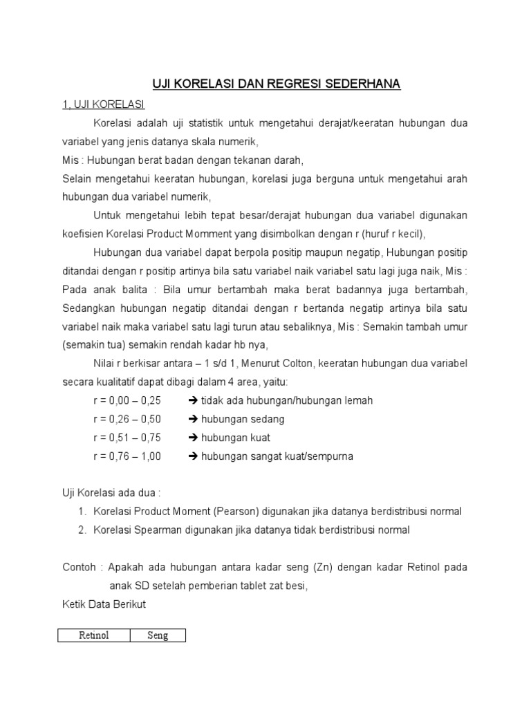 Analisis Data Korelasi Da Regresi | PDF | Metode & Bahan Ajar