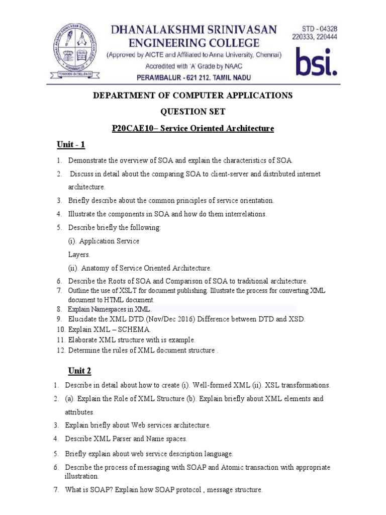 SOA - Part-B Questions | PDF | Xml | Service Oriented Architecture