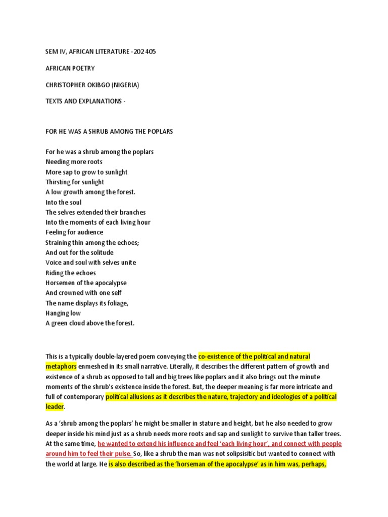 Christopher Okigbo | PDF | Poetry