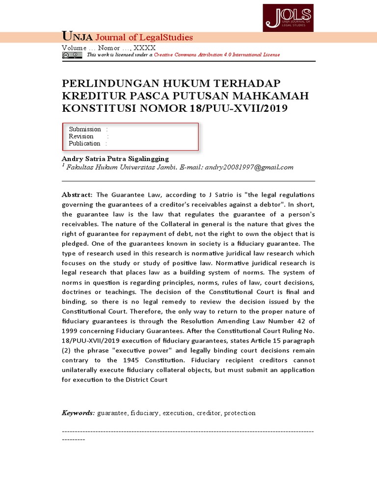 (JOLS) Journal Template | PDF | Ilmu Sosial | Hukum