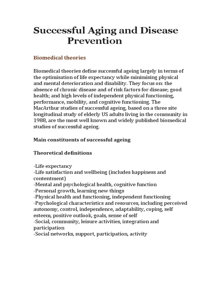 Successful Aging and Disease Prevention | PDF | Coronary Artery Disease ...