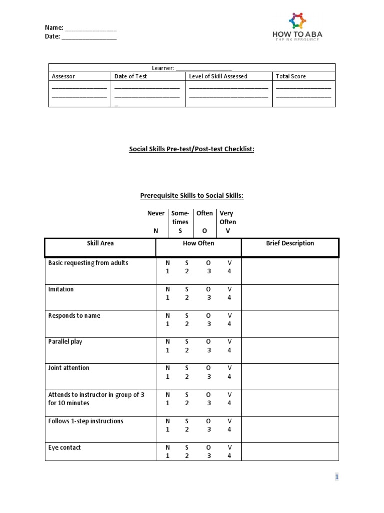 Social Skills Checklist | PDF