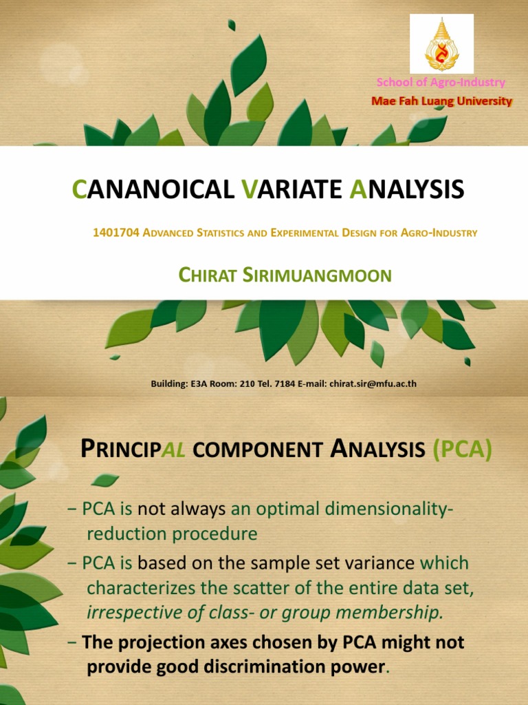 Cananoical Variate Analysis 1401701 (11.04.2022) | PDF | Principal ...