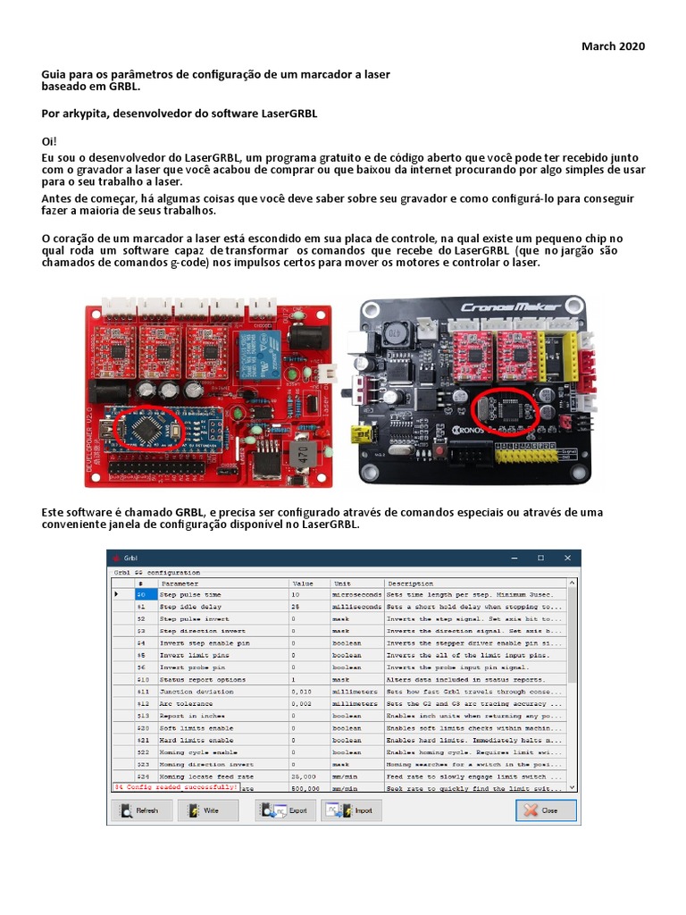 GRBL Configuration PT BR | PDF | Laser | Motores