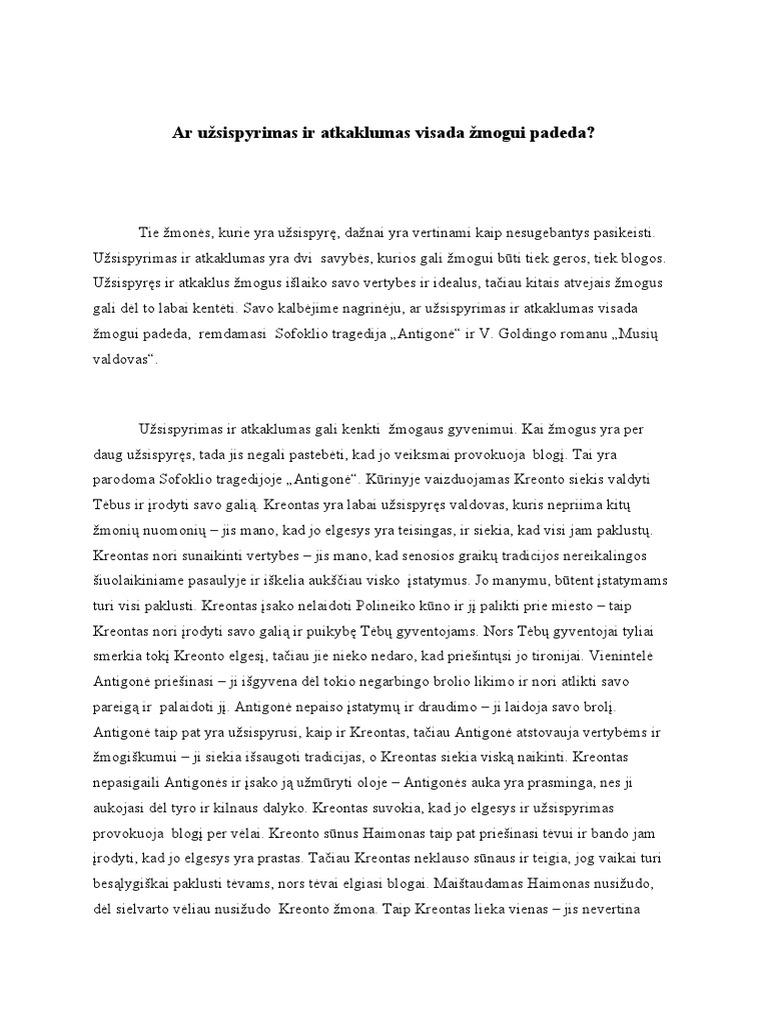 Kalba - Ar Užsispyrimas Ir Atkaklumas Visada Žmogui Padeda | PDF